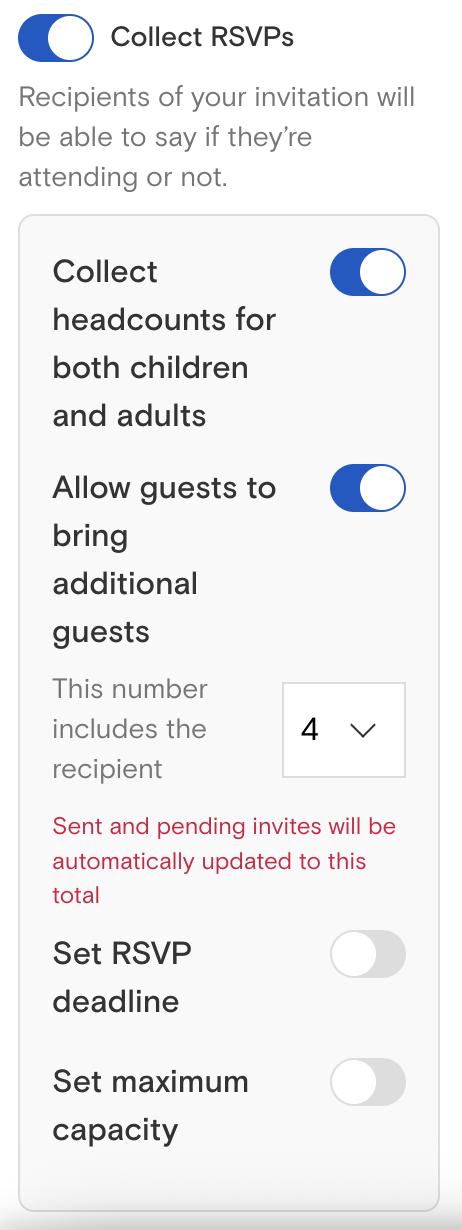 Collecting Headcount for Kids and Adults – Paperless Post Help Center