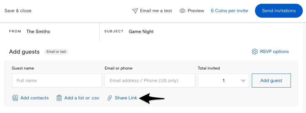 Get A Shareable Link To Send Via Text Message Social Media Or From 